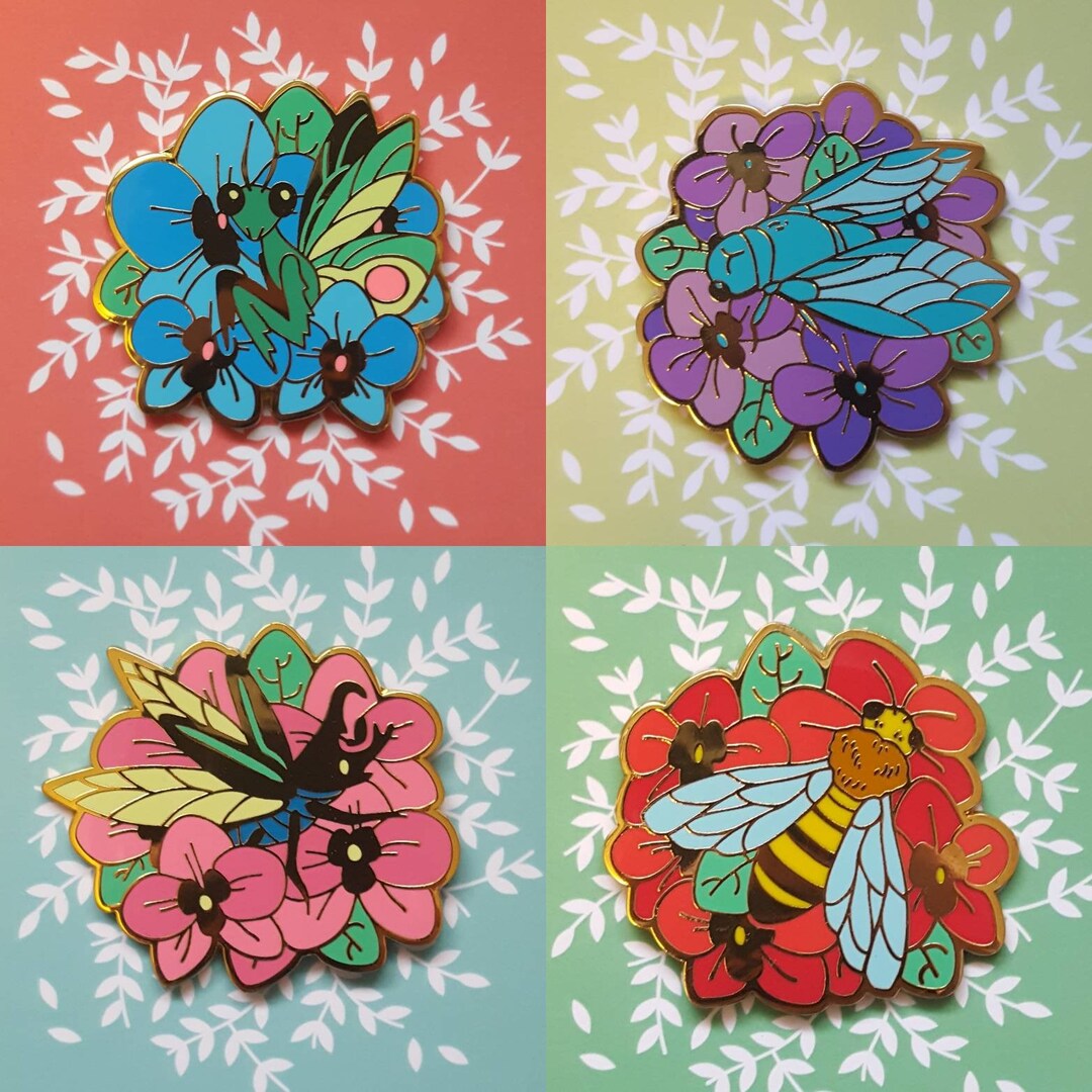 Botanical Bug Enamel Pin Set of 4 online Exclusive Pricing - Etsy