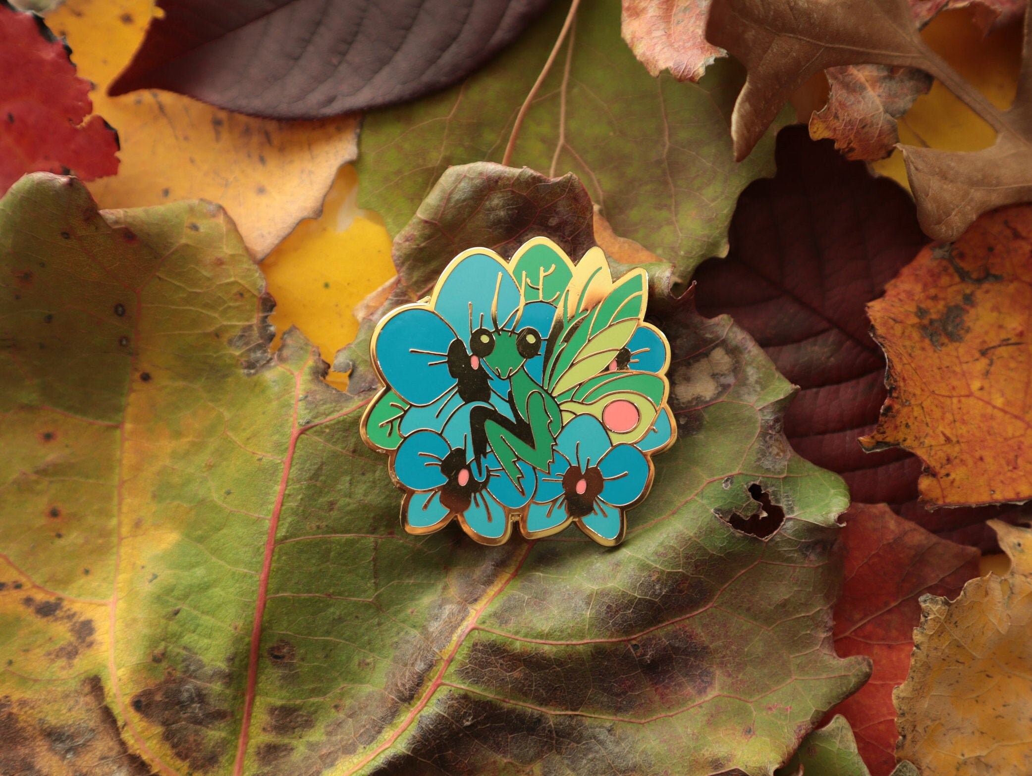 Botanical Bug Enamel Pin Praying Mantis | Etsy