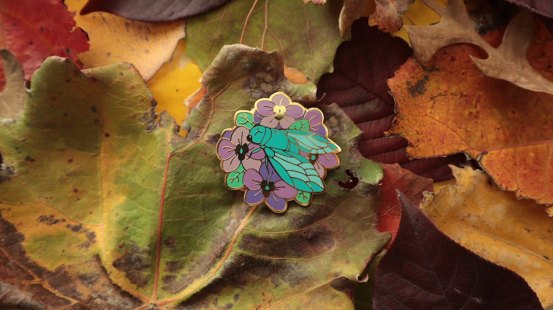 Botanical Bug Enamel Pin Cicada - Etsy