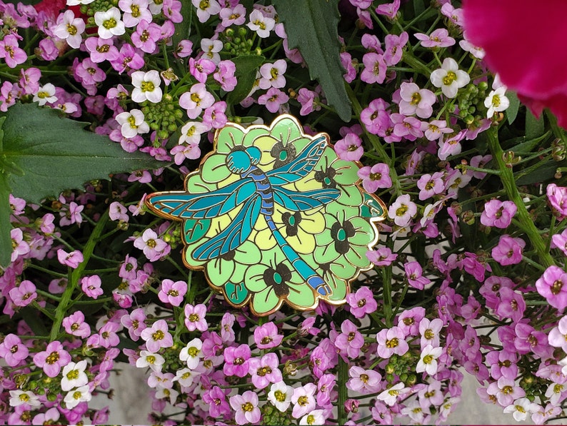 Botanical Bug Enamel Pin Dragonfly - Etsy