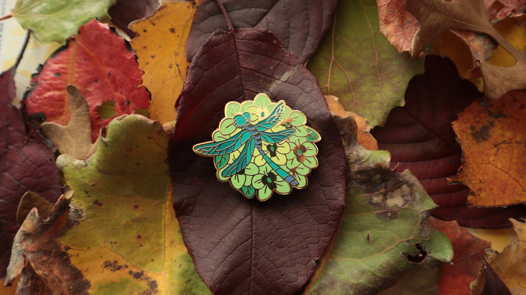 Botanical Bug Enamel Pin Dragonfly - Etsy