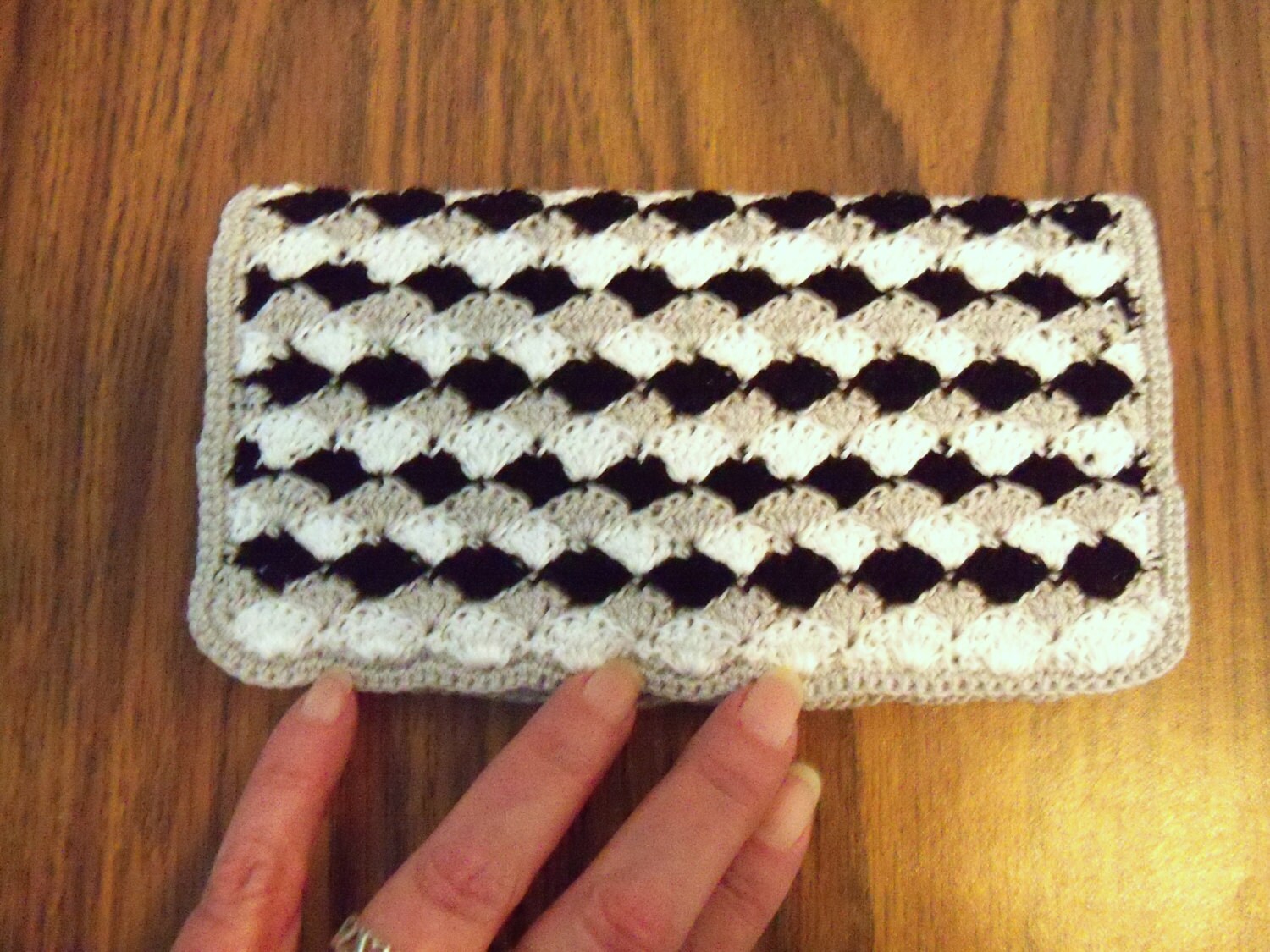Crocheted Checkbook Cover Tri-color - Etsy