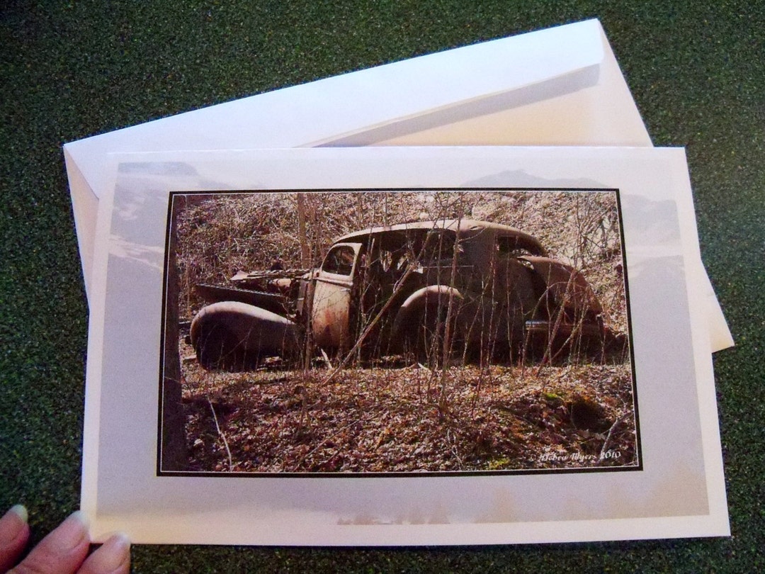 Old Rusty Car Note Card - Etsy