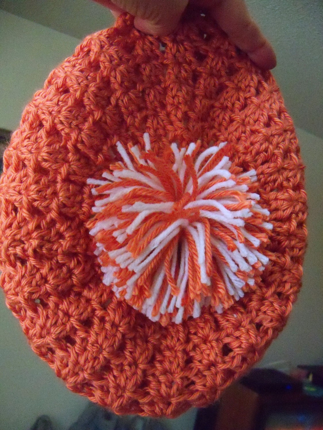 Woman's Slouch Hat -- White and Persimmon - Etsy
