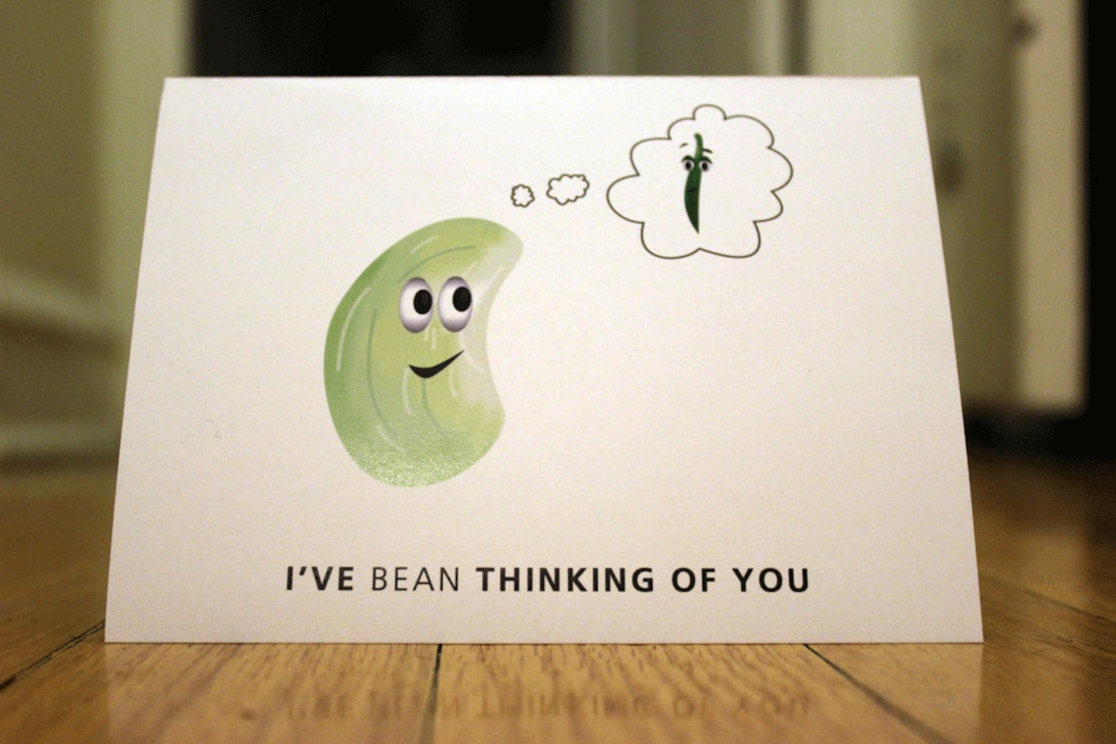 I've Bean Thinking of You. Blank, Illustrated, Vegetable Pun Greeting ...