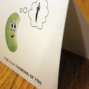 I've Bean Thinking of You. Blank, Illustrated, Vegetable Pun Greeting ...