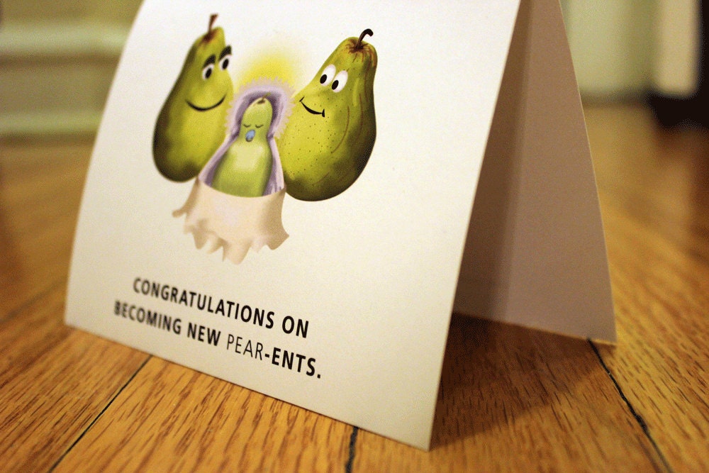 Congratulations on Becoming New Pearents. Blank, Illustrated, Fruit Pun ...
