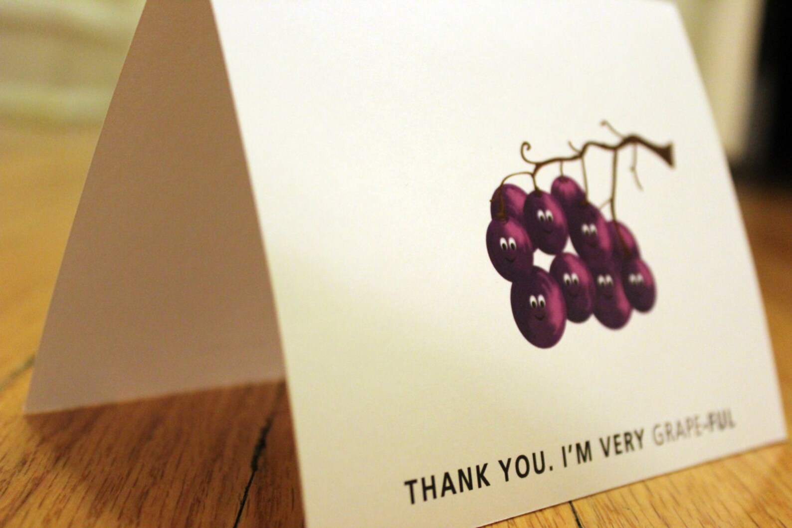 Thank You. I'm Very Grape-ful. Blank, Illustrated, Fruit Pun Greeting ...
