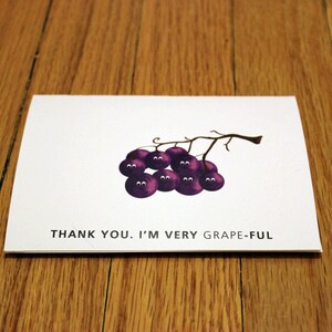 Thank You. I'm Very Grape-ful. Blank, Illustrated, Fruit Pun Greeting ...