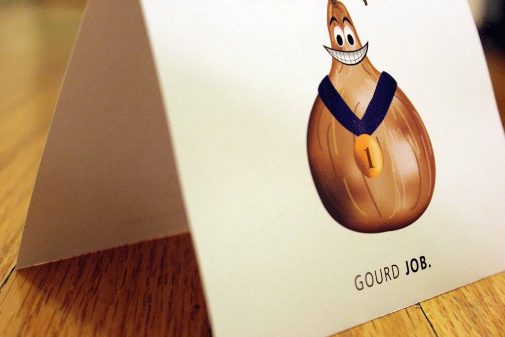 Gourd Job. Blank, Illustrated, Vegetable Pun Greeting Card - Etsy