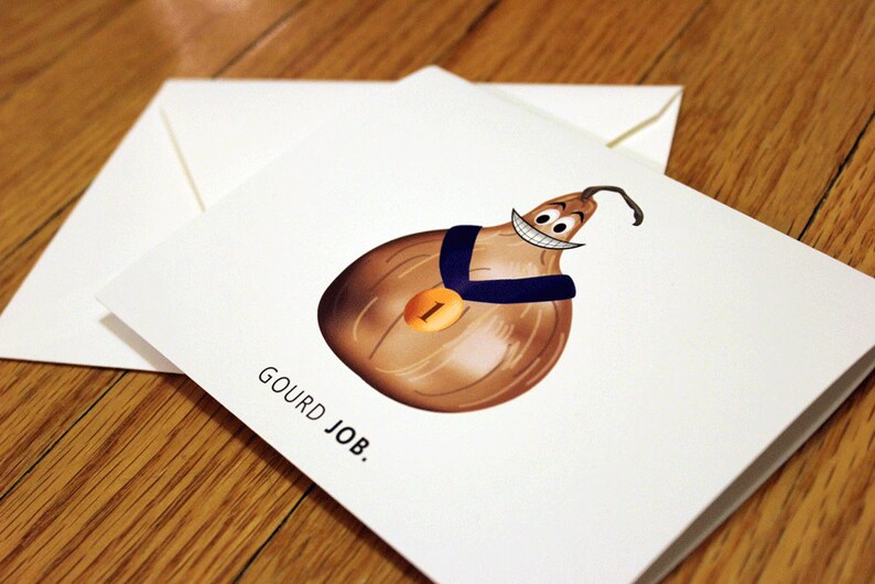 Gourd Job. Blank, Illustrated, Vegetable Pun Greeting Card - Etsy