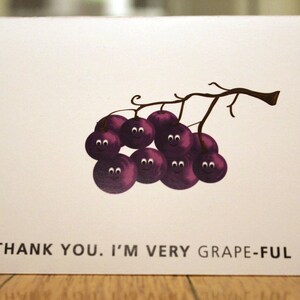 Thank You. I'm Very Grape-ful. Blank, Illustrated, Fruit Pun Greeting ...