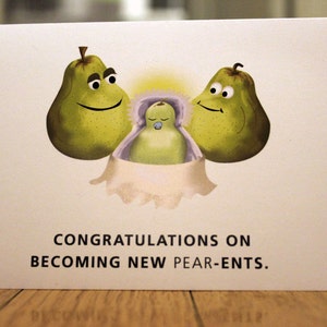 Congratulations on Becoming New Pearents. Blank, Illustrated, Fruit Pun ...