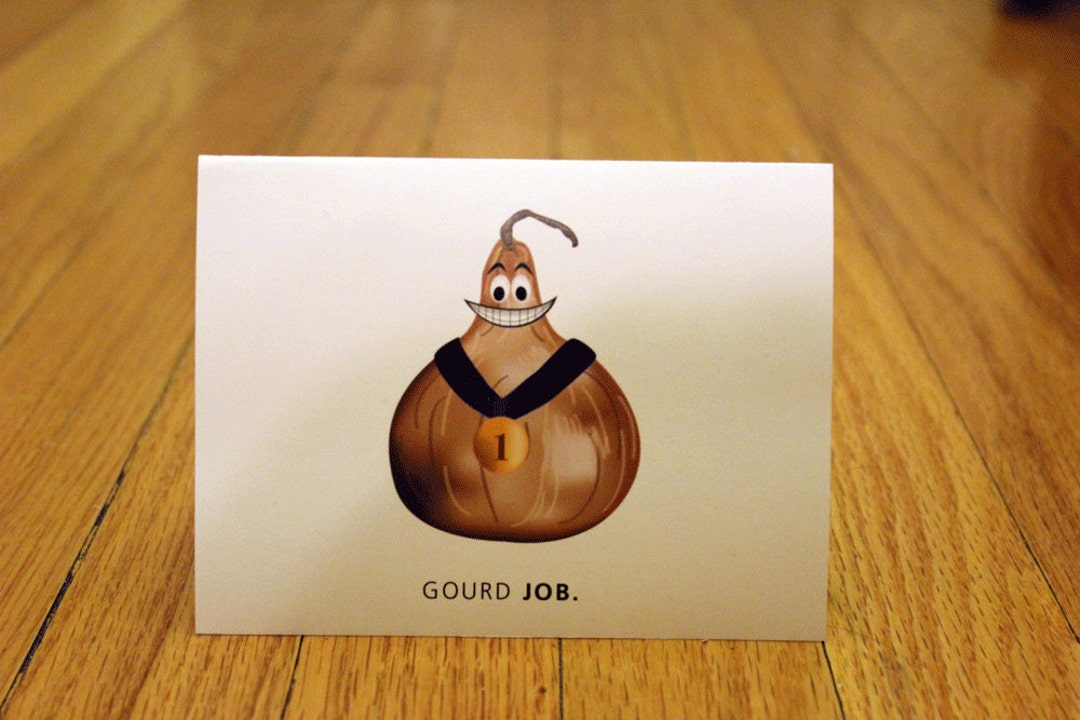 Gourd Job. Blank, Illustrated, Vegetable Pun Greeting Card - Etsy