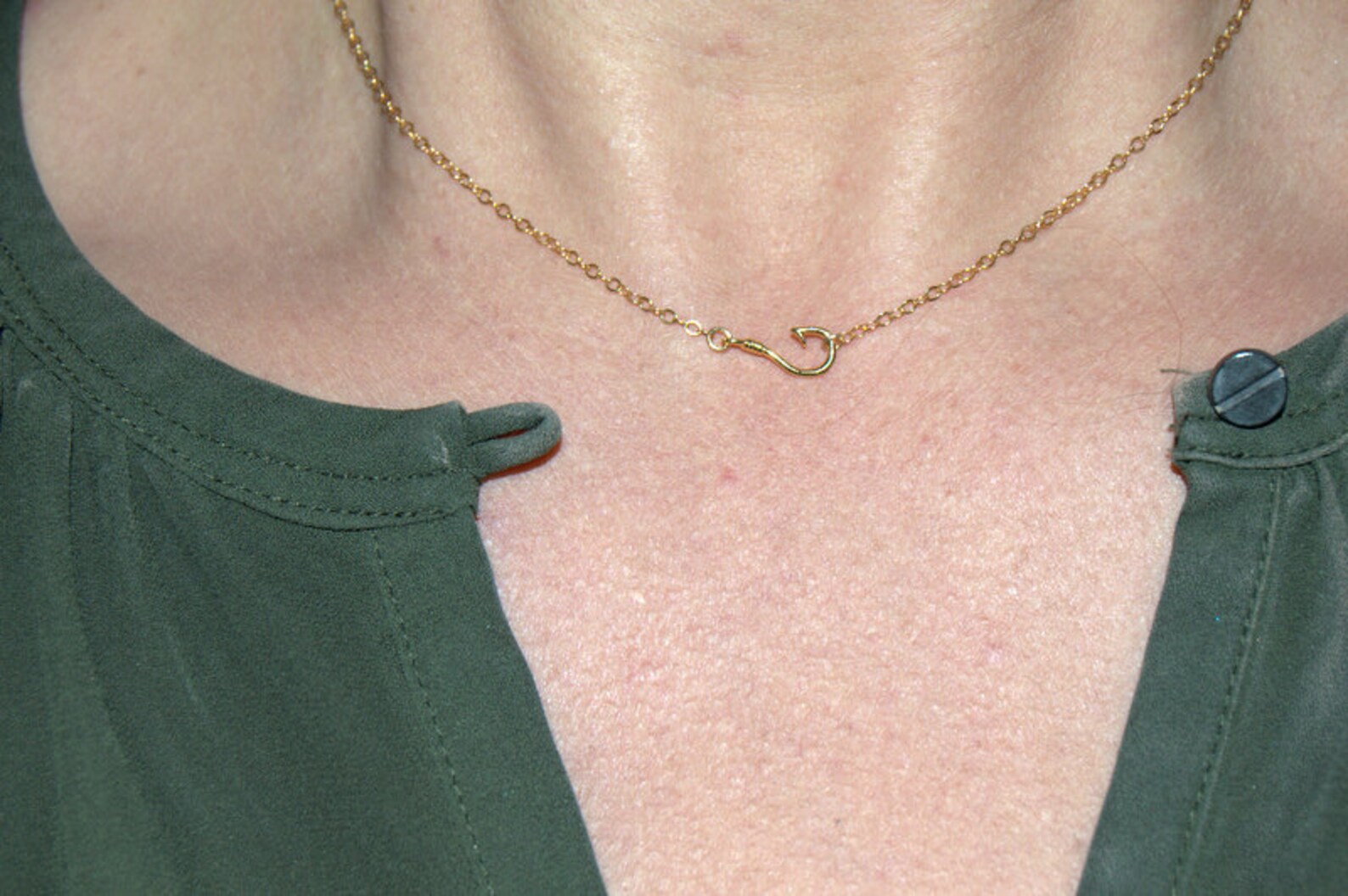 Gold Fish Hook Necklace Gold Filled Minimalist Necklace - Etsy