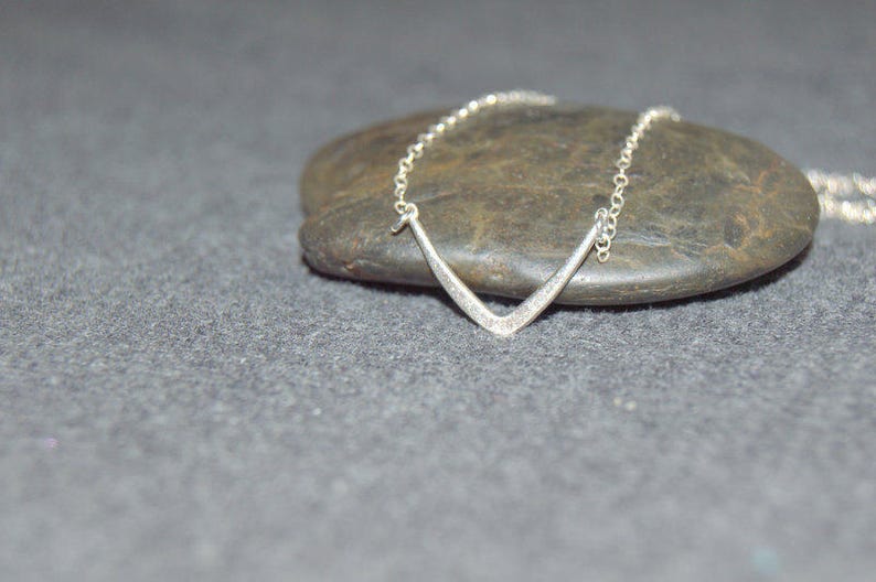 Silver chevron necklace sterling silver V shaped necklace | Etsy