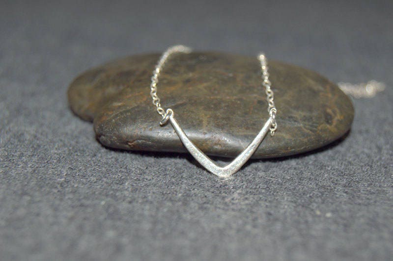 Silver Chevron Necklace Sterling Silver V Shaped Necklace - Etsy