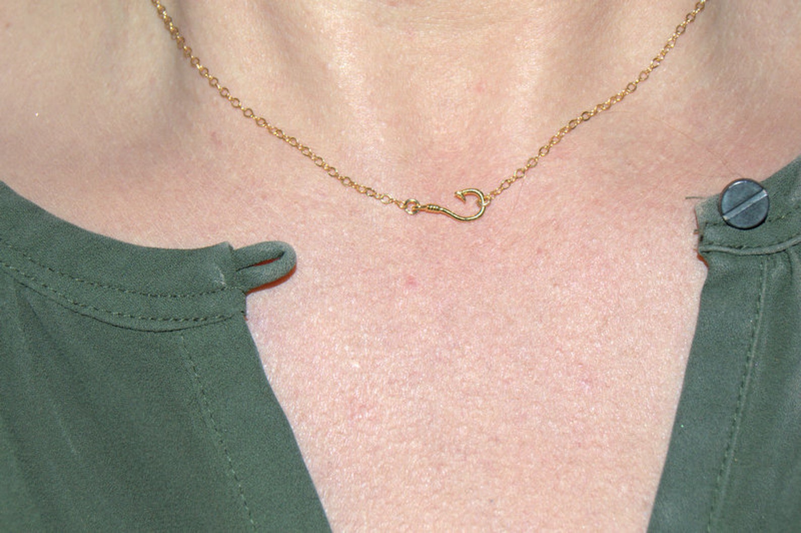 Gold Fish Hook Necklace Gold Filled Minimalist Necklace - Etsy