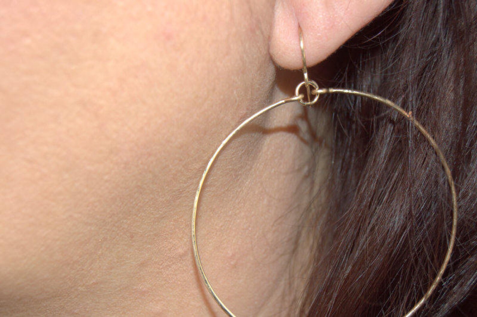 Gold Dangle Hoop Earrings 14K Gold Filled Gold Drop Hoop | Etsy