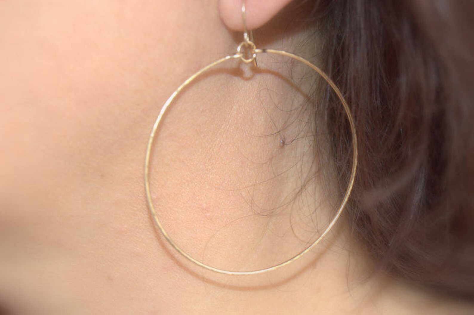 Gold Dangle Hoop Earrings 14K Gold Filled Gold Drop Hoop | Etsy