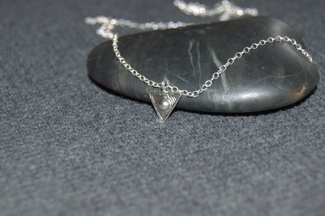 Silver Triangle Necklace Sterling Silver Tiny Geometric - Etsy