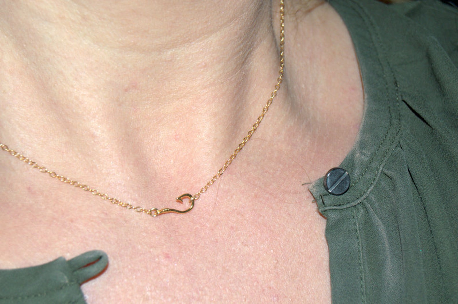 Gold Fish Hook Necklace Gold Filled Minimalist Necklace - Etsy