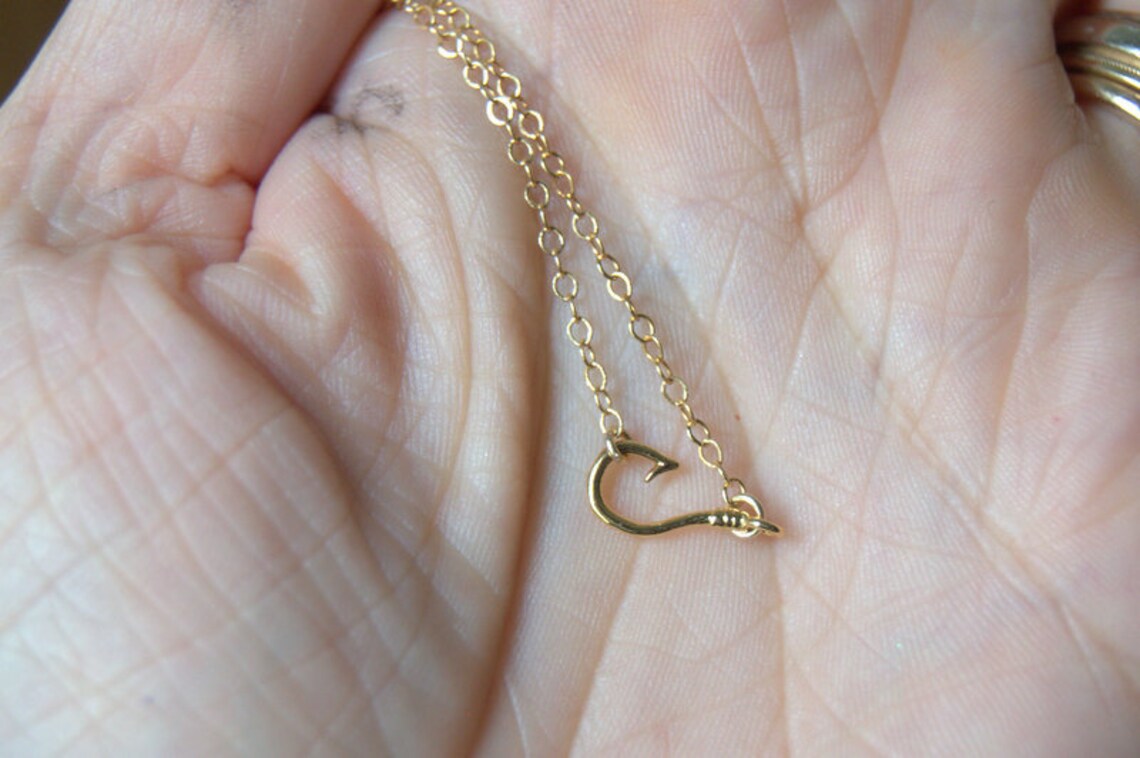 Gold Fish Hook Necklace Gold Filled Minimalist Necklace - Etsy