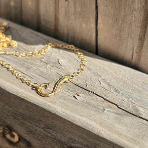 Gold Fish Hook Necklace, Gold Filled Chain, Minimalist Necklace ...