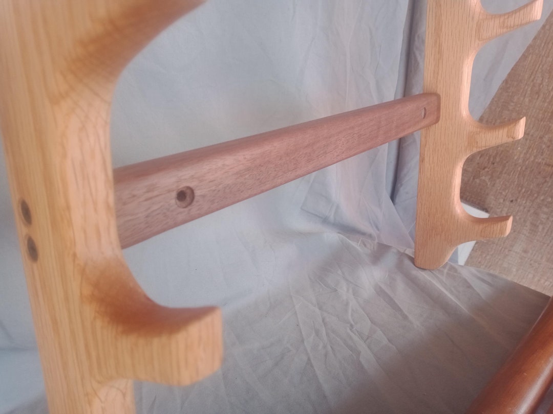 A Dozen Flute Wall Mount Flute Rack Red Oak and Walnut Flute Stand - Etsy