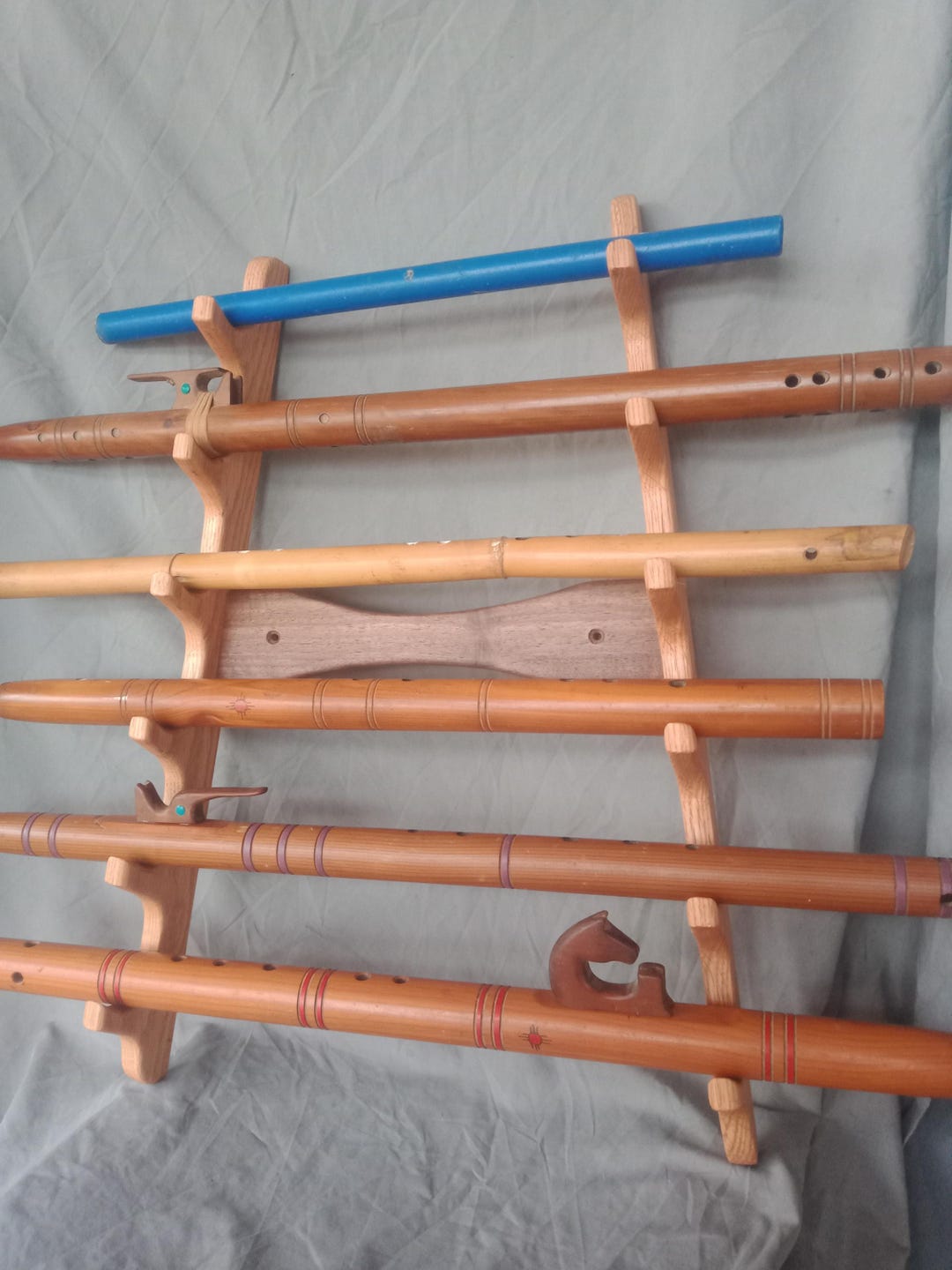 Flute Rack Solid Oak and Walnut 6 Flute Wall Mount Flute Rack for ...