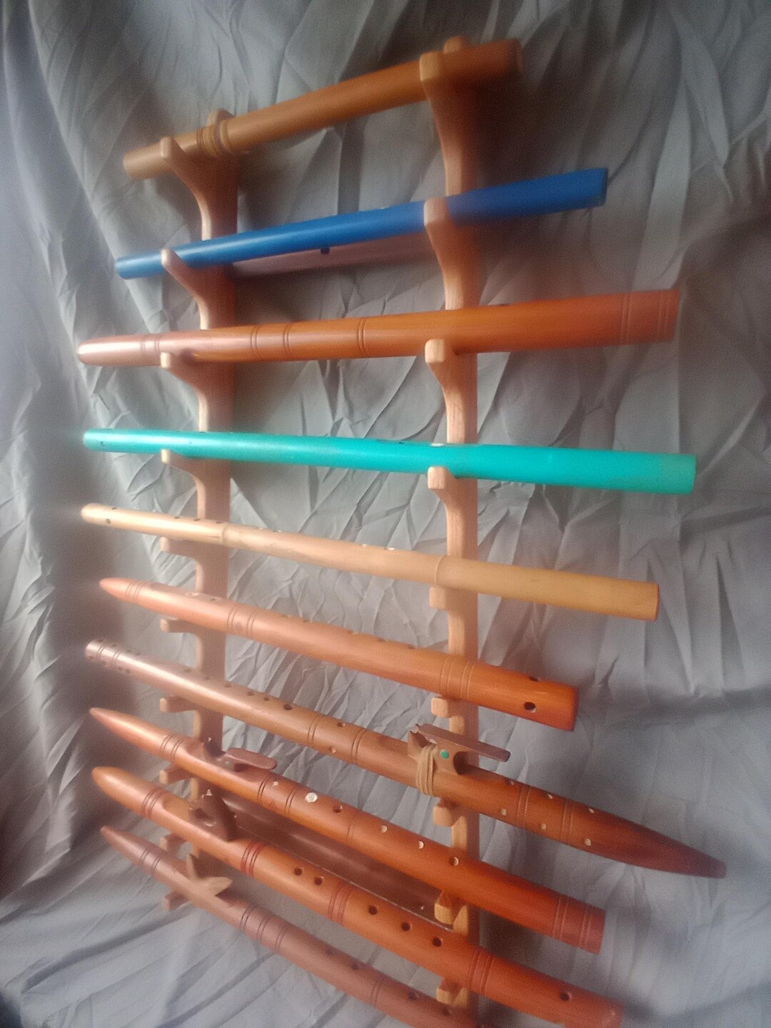 10 Flute Wall Mount Rack Oak and Walnut Flute Stand - Etsy