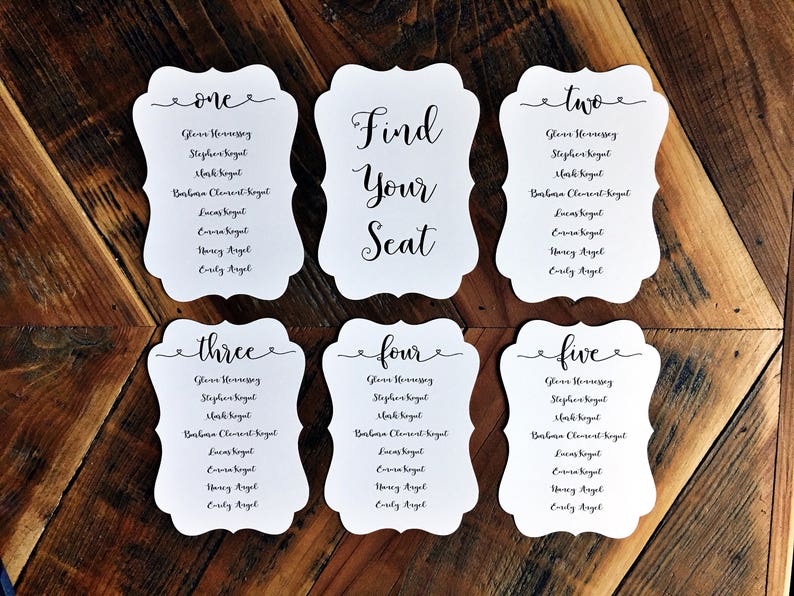 Seating Arrangement Cards Rustic Seating Chart Custom - Etsy