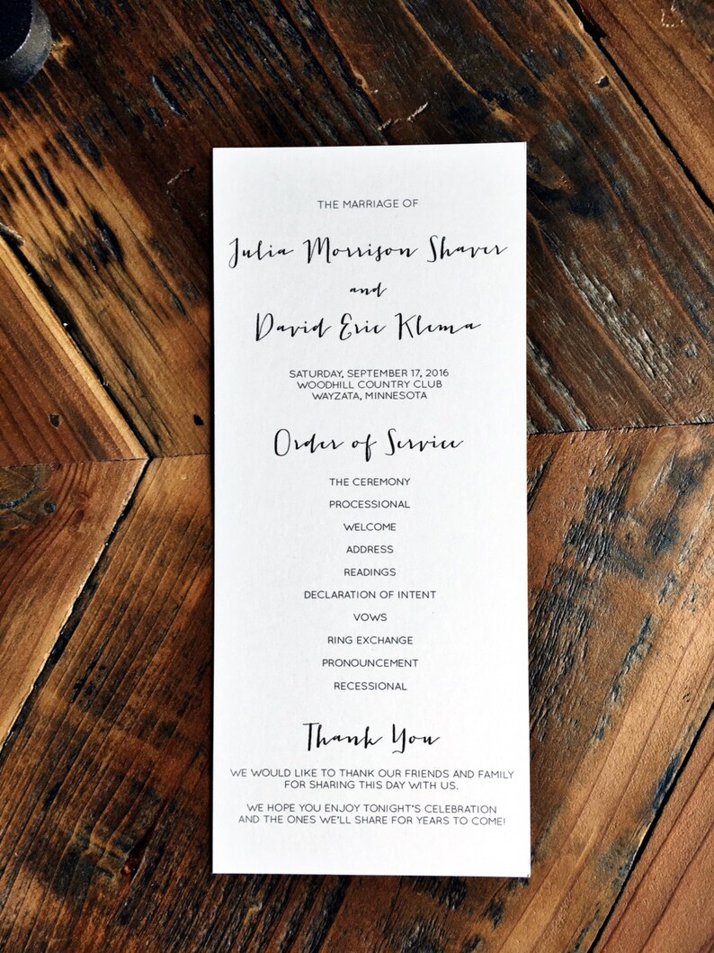 Wedding Programs Modern Style Font Elegant Programs Double - Etsy