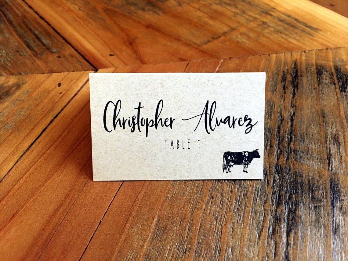 Escort Cards with Entree Menu Selection meal entree escorts | Etsy