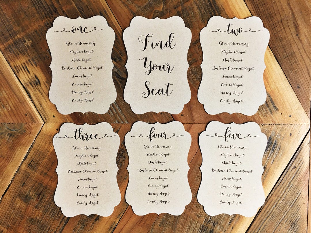 Seating Arrangement Cards, Rustic Seating Chart, Custom Seating Chart ...