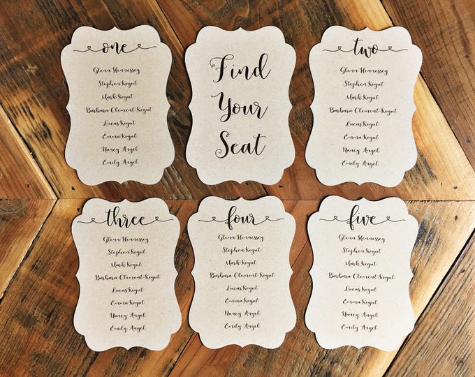Seating Arrangement Cards, Rustic Seating Chart, Custom Seating Chart ...