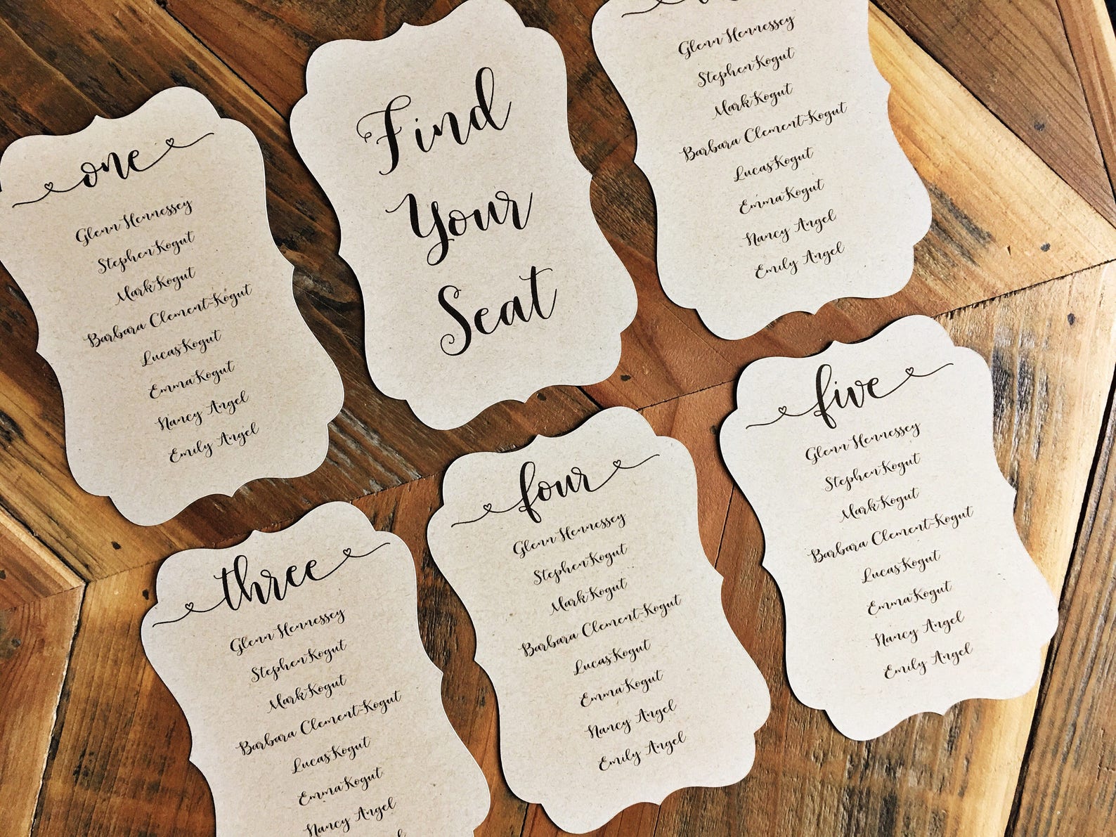 Seating Arrangement Cards Rustic Seating Chart Custom - Etsy