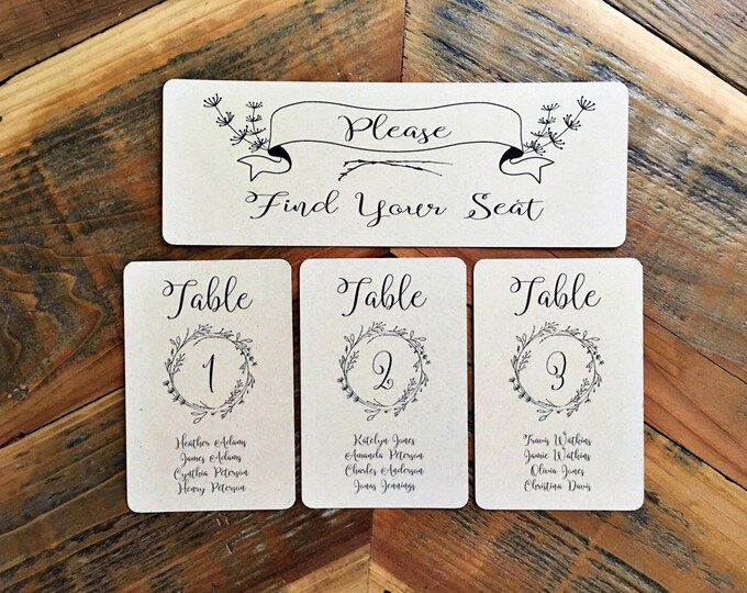Seating Arrangement Cards, Rustic Seating Chart, Custom Seating Chart ...