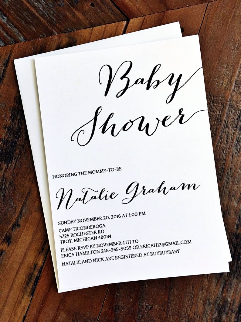 Simple Modern Calligraphy Style Font Baby Shower Invitation | Etsy