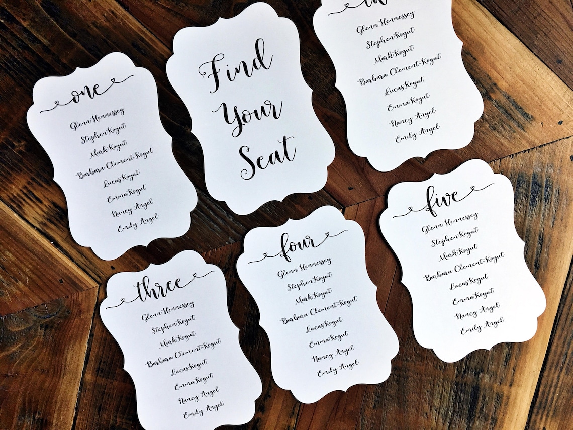 Seating Arrangement Cards Rustic Seating Chart Custom | Etsy