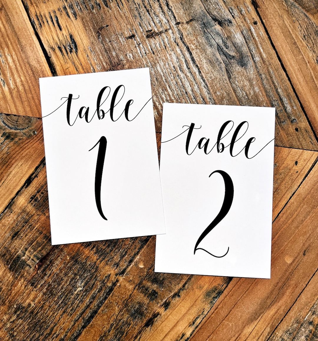 Wedding Table Numbers, Classic Table Numbers, Calligraphy Style Font ...