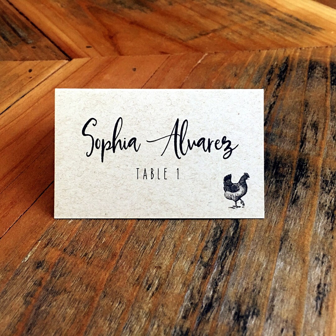 Escort Cards With Entree Menu Selection, Meal Entree Escorts Cards ...