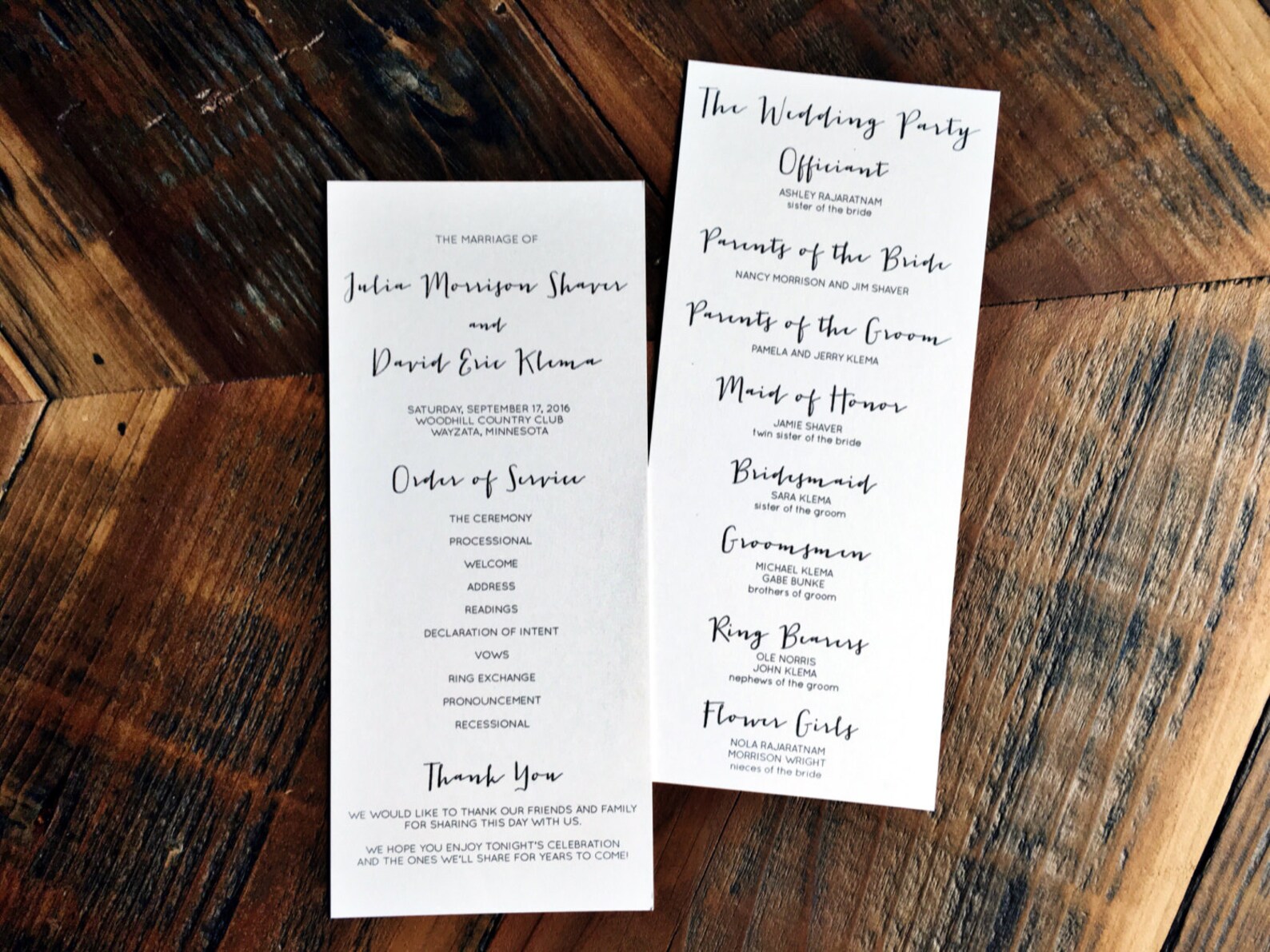 Wedding Programs Modern Style Font Elegant Programs Double - Etsy