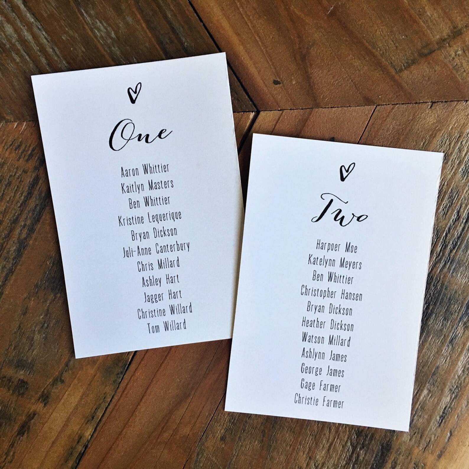 Seating Arrangement Cards Heart Seating Cards Custom Seating - Etsy