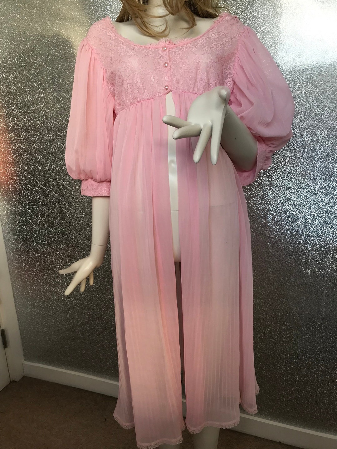 1970s Pink Sheer Dressing Gown Housecoat - Etsy