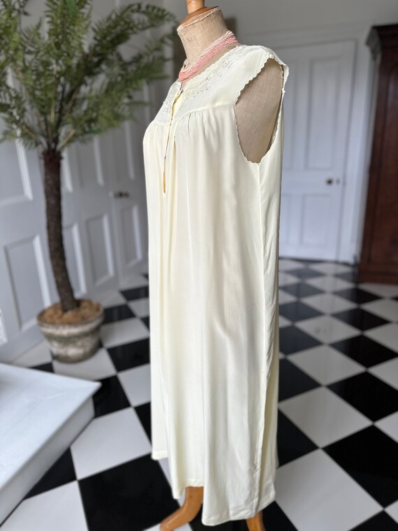 Vintage cream silk smock style long slip dress with h… - Gem