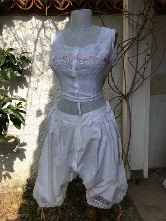 1910s White Split Leg Bloomers With Tulle and Lace Detailing - Etsy