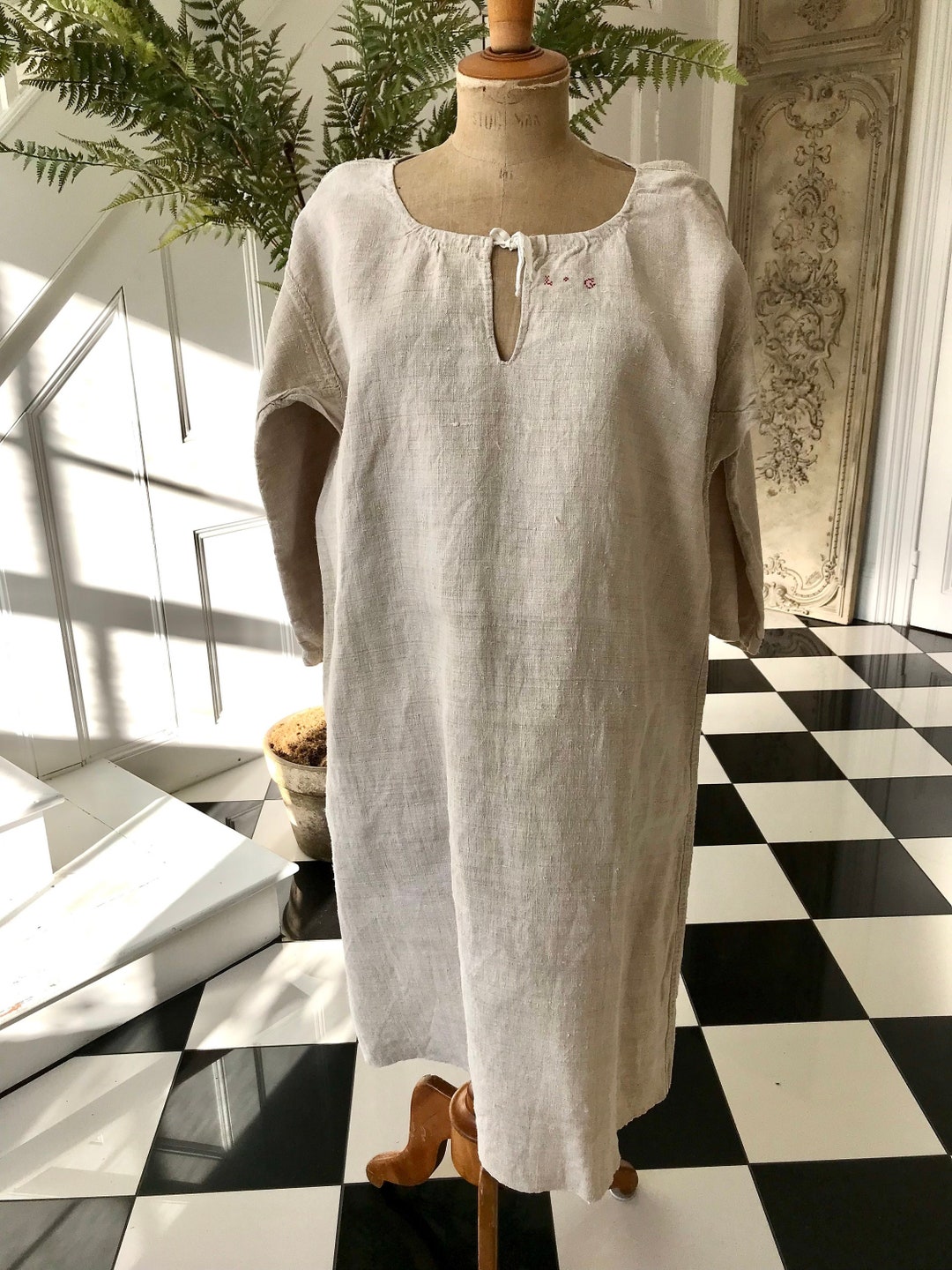 French 1800s Rustic Farmers Shirt Smock Dress Hemp Linen - Etsy