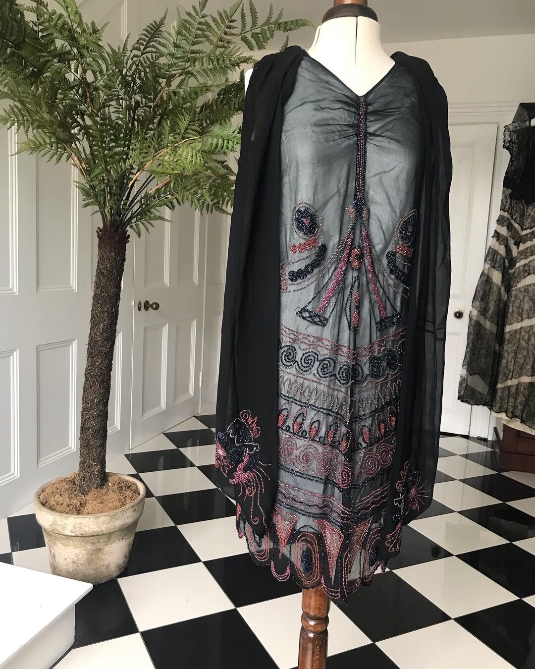 1920s Black Silk Beaded Dress: Vintage Flapper Gown - Etsy