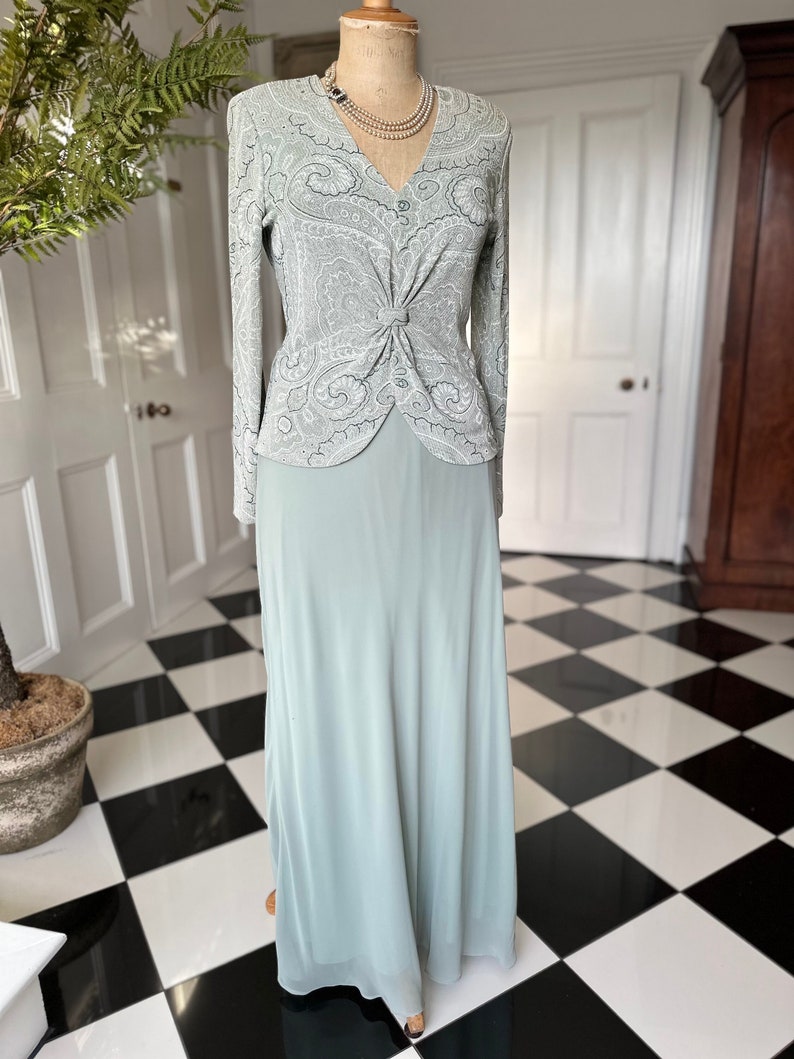 1970s Sage Green Dress Blouse and Skirt - Etsy